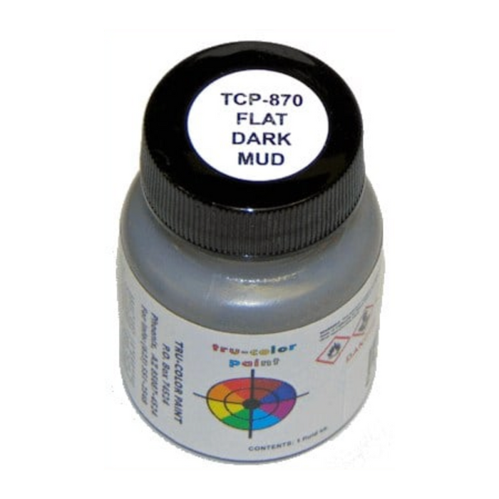 Tru-Color 870 Brushable Flat Dark Mud 1 oz. Acrylic Model Paint — White ...