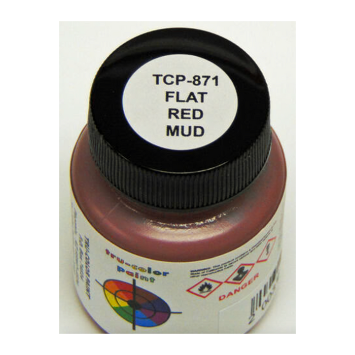 Tru-Color 871 Brushable Flat Red Mud 1 oz. Acrylic Model Paint — White ...