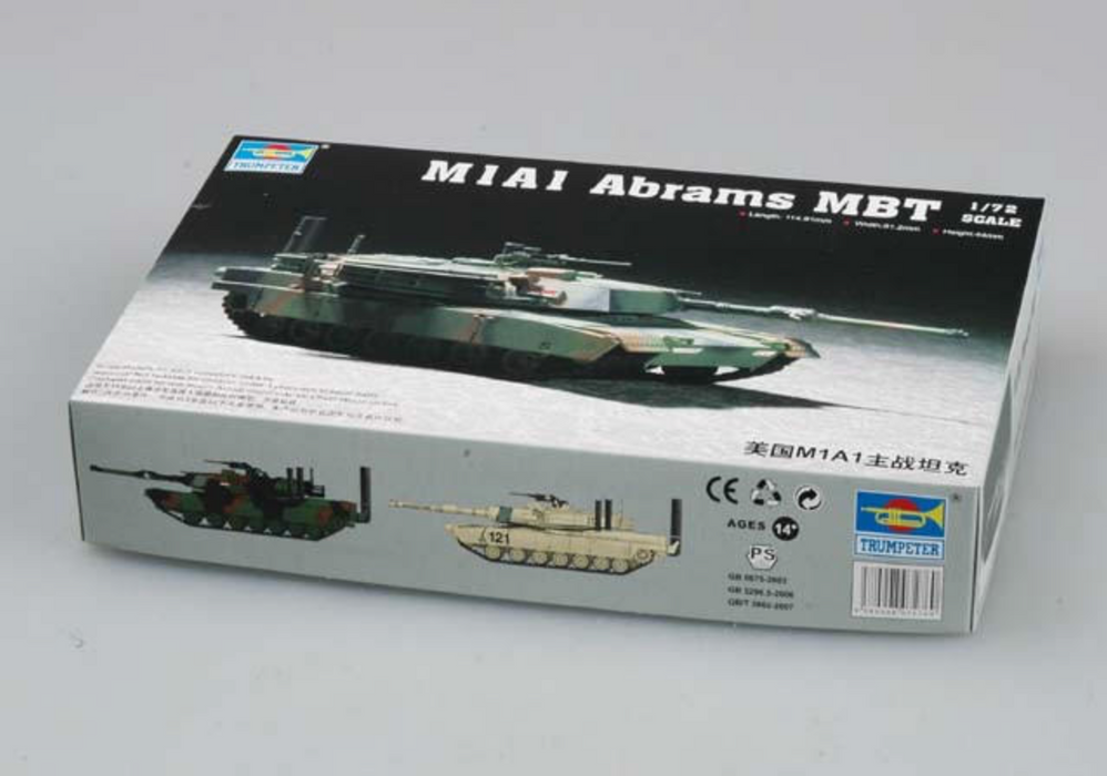 Trumpeter Scale Models 7276 1/72 US M1A1 Abrams MBT Model Kit — White ...