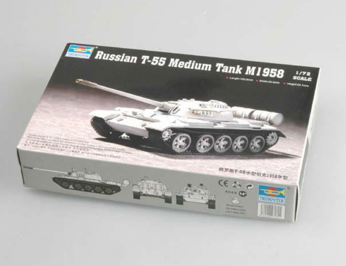 Trumpeter Scale Models 7282 1/72 Russian T55 M1958 Med Tank Model Kit ...
