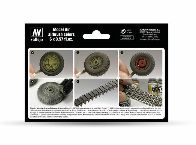 Vallejo 71.213 Model Air Acrylic Airbrush Paint AFV Wheels & Tracks 6 ...