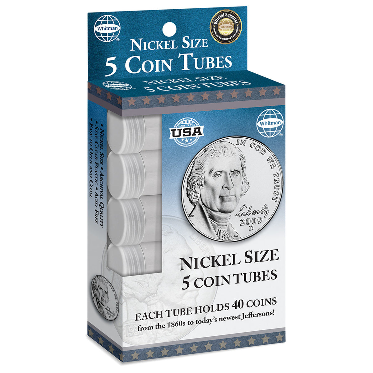 Whitman Publishing 2895 Nickel Coin Tubes (5 Pack) — White Rose Hobbies