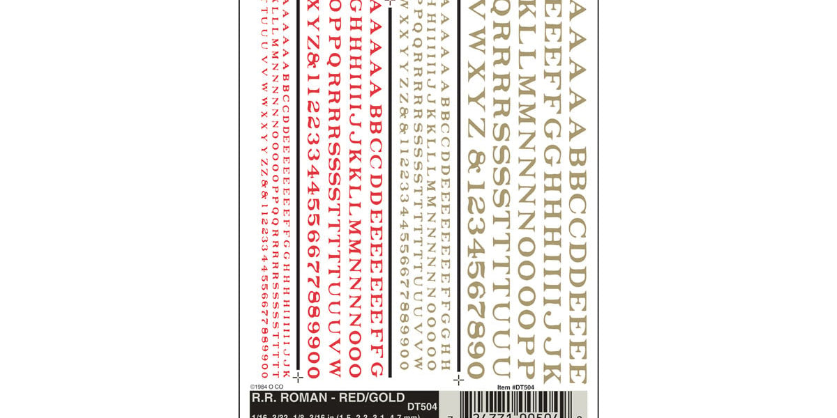 Woodland Scenics DT504 Dry Transfer Decals - Railroad Roman Letters, R ...