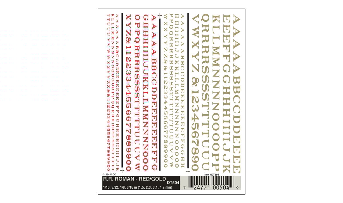 Woodland Scenics DT504 Dry Transfer Decals - Railroad Roman Letters, R ...