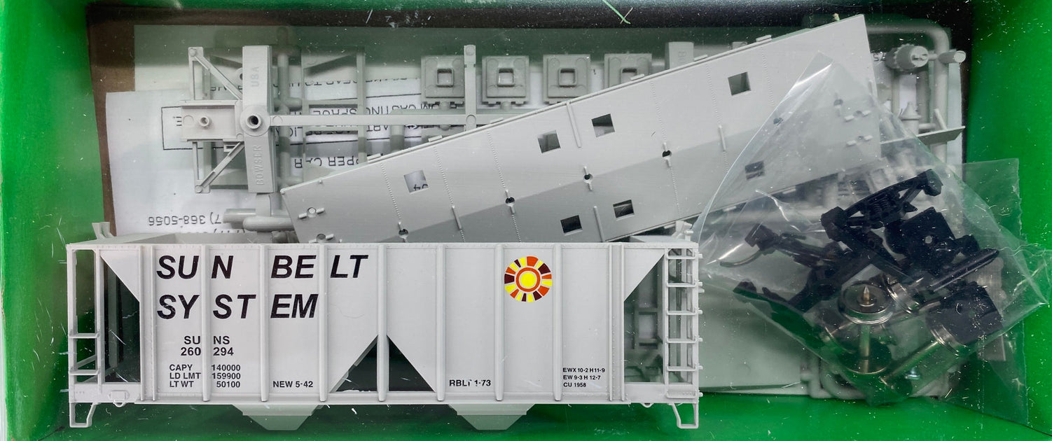 Three Notch Rail HO Scale (Boswer) 70 Ton Covered Hopper Kit Sun Belt ...