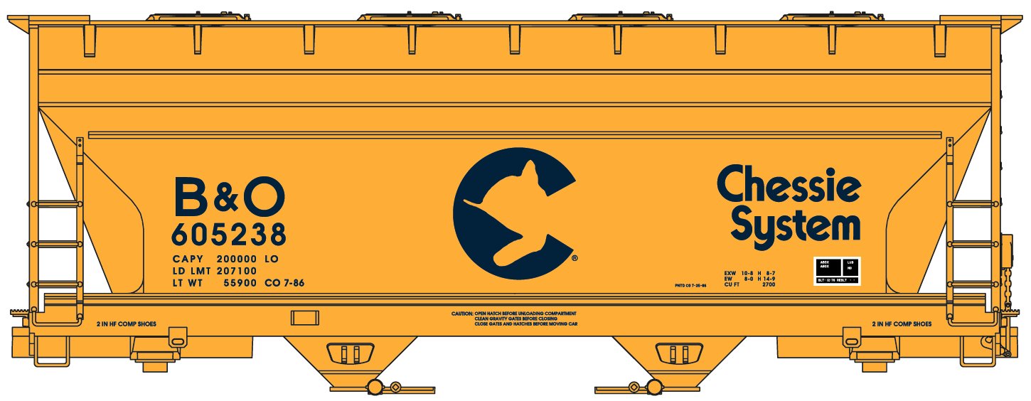 Accurail 2210 HO Scale ACF 2 Bay Covered Hopper Kit Chessie System B&O ...