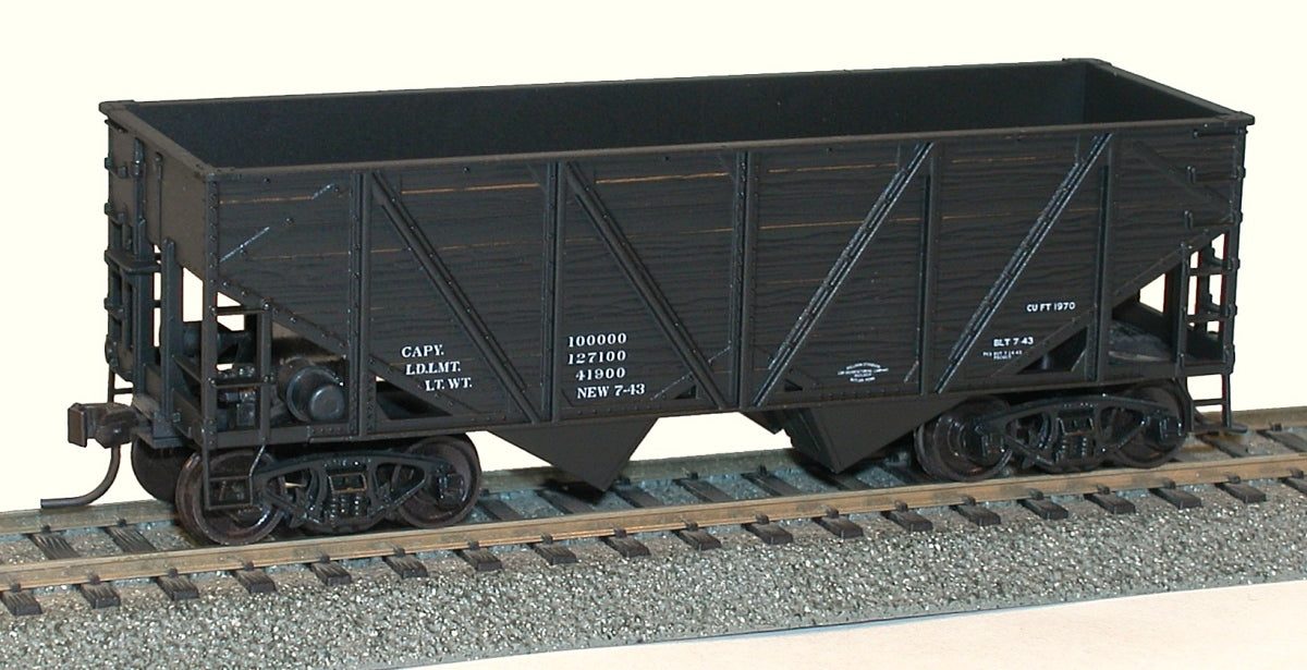 Accurail 2797 HO Scale Wood Side 2 Bay Open Hopper Kit Black Data Only ...