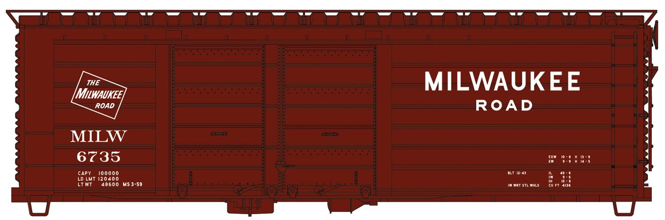 Accurail 3983 HO Scale 40' Rib Side Boxcar Milwaukee Road MILW Kit — White Rose Hobbies