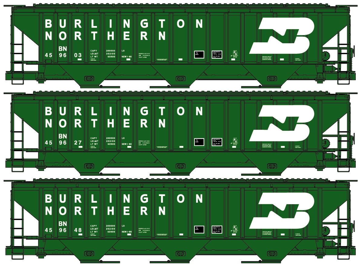 Accurail 8133 HO Scale PS 4750 Covered Hopper Burlington Northern BN 3 — White Rose Hobbies