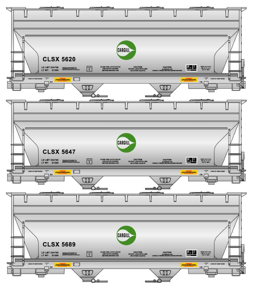 Accurail 8155 HO Scale ACF Aluminum Covered Hopper Kit Cargill CLSX 3 — White Rose Hobbies