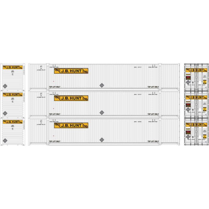 Athearn 17754 N Scale 53' CIMC Intermodal Container JB Hunt #1 3-Pack ...