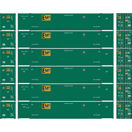 Athearn 18050 N Scale 53' CIMC Intermodal Container EMP EMHU 6 Pack #1 ...