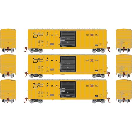 Athearn 18694 HO Scale 50' FMC 5347 Boxcar Railbox RBOX 3 Pack — White ...