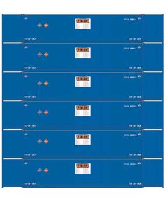 Athearn 28521 HO Scale 53' CIMC Intermodal Container Yellow YRCU 6 Pac ...