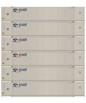 Athearn 28526 HO Scale 53' CIMC Intermodal Container Exel EXLU 6 Pack ...