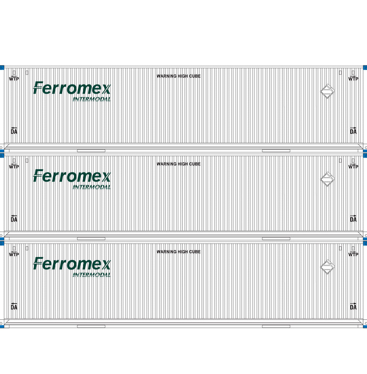 Athearn 29365 HO Scale 53' Jindo Intermodal Container Ferromex FXEU 3 ...