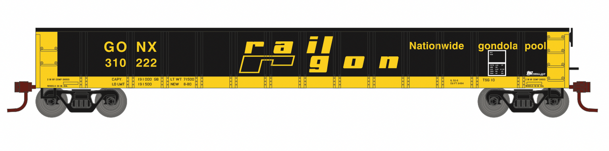 Athearn 6618 N Scale 52' Mill Gondola Railgon GONX 310222 — White Rose Hobbies