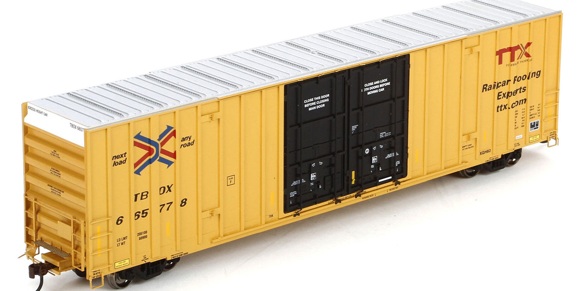 Athearn 75092 HO Scale 60' Gunderson Double Door Hi-Cube Boxcar TTX (N ...