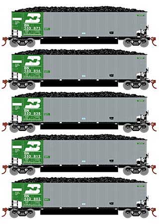 Athearn 81593 HO Scale BethGon Coalporter Burlington Northern BN 5 Pac ...