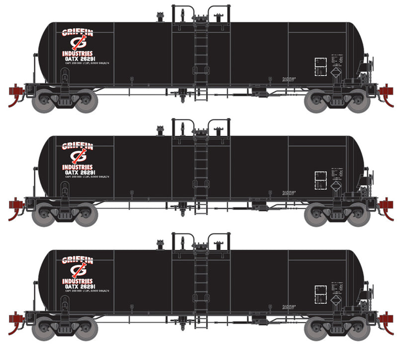 Athearn Genesis G40195 HO Scale GATC 20,000 Gal Tank Car GI GATX 3 Pac ...