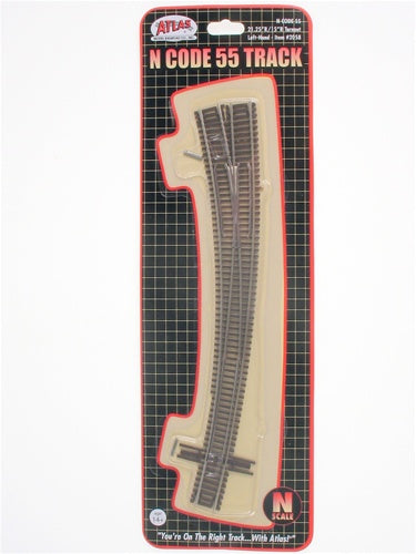 Atlas 2058 N Scale Code 55 Curved Left Hand Turnout — White Rose Hobbies