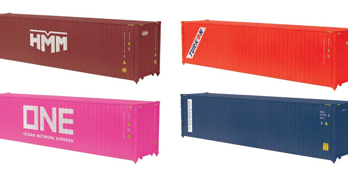 Atlas O Master 3001184 O Scale 40' High Cube Container Assortment 8 Pa ...