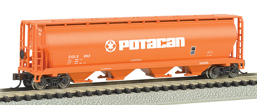 Bachmann 19157 N Scale 4 Bay Covered Hopper Potacan CGLX 893 — White ...