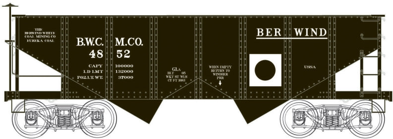 Bowser 41119 HO Scale GLa 2 Bay Open Hopper Berwind BWXM 4852 - NOS ...