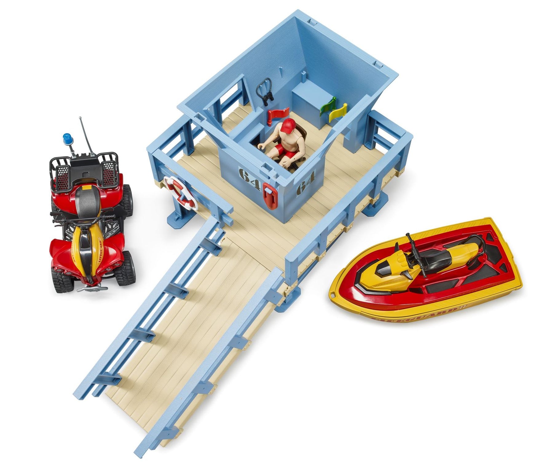 Bruder 62780 Bworld Lifeguard Station Playset with ATV Quad and Jet Sk ...