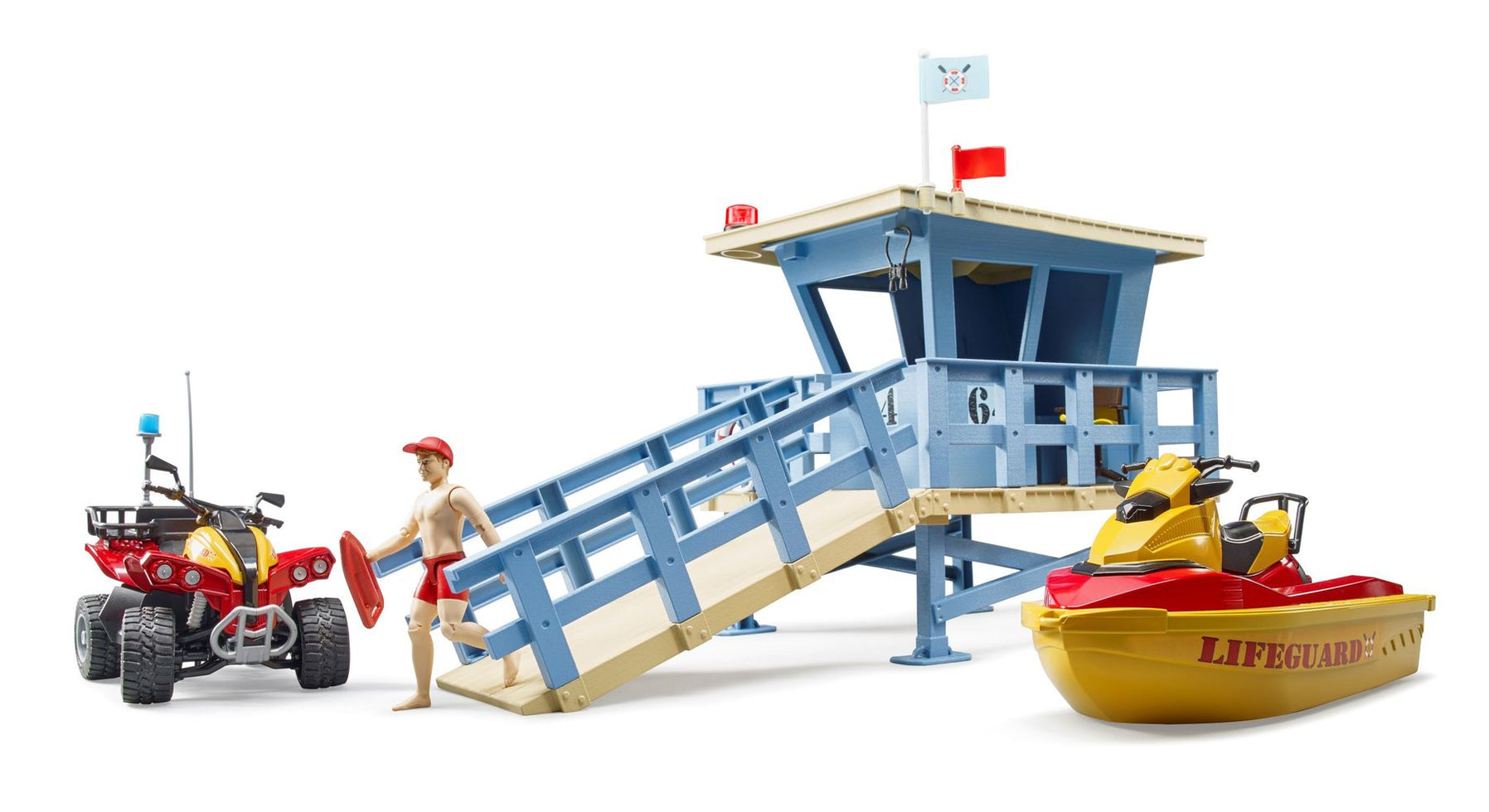 Bruder 62780 Bworld Lifeguard Station Playset with ATV Quad and Jet Sk ...