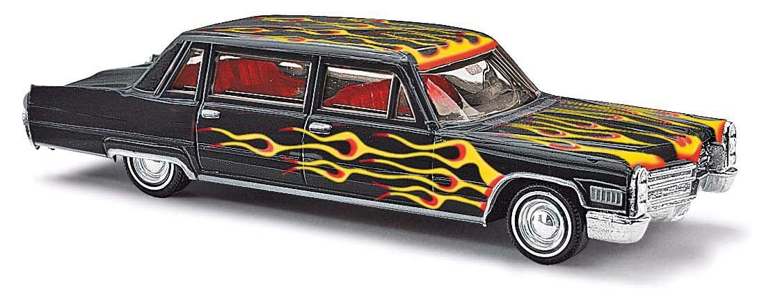 Busch 42964 HO Scale 1966 Cadillac Limo Crazy Car with Flames — White ...
