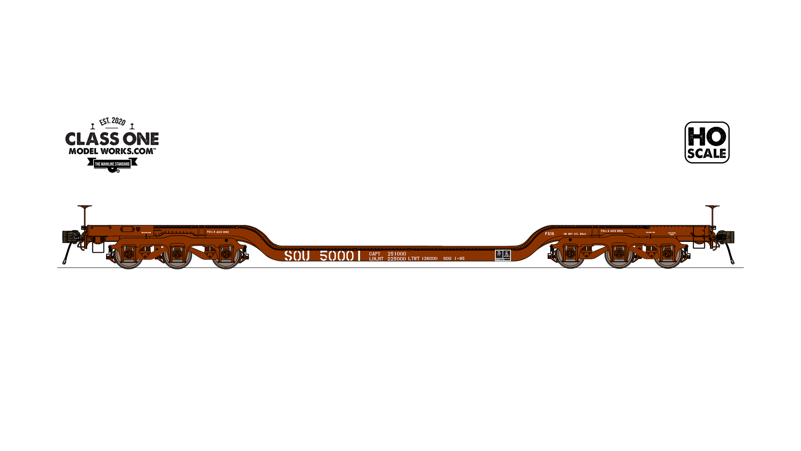 Class One Model Works HO Scale GSC Heavy Duty Flatcar Southern (Choose ...
