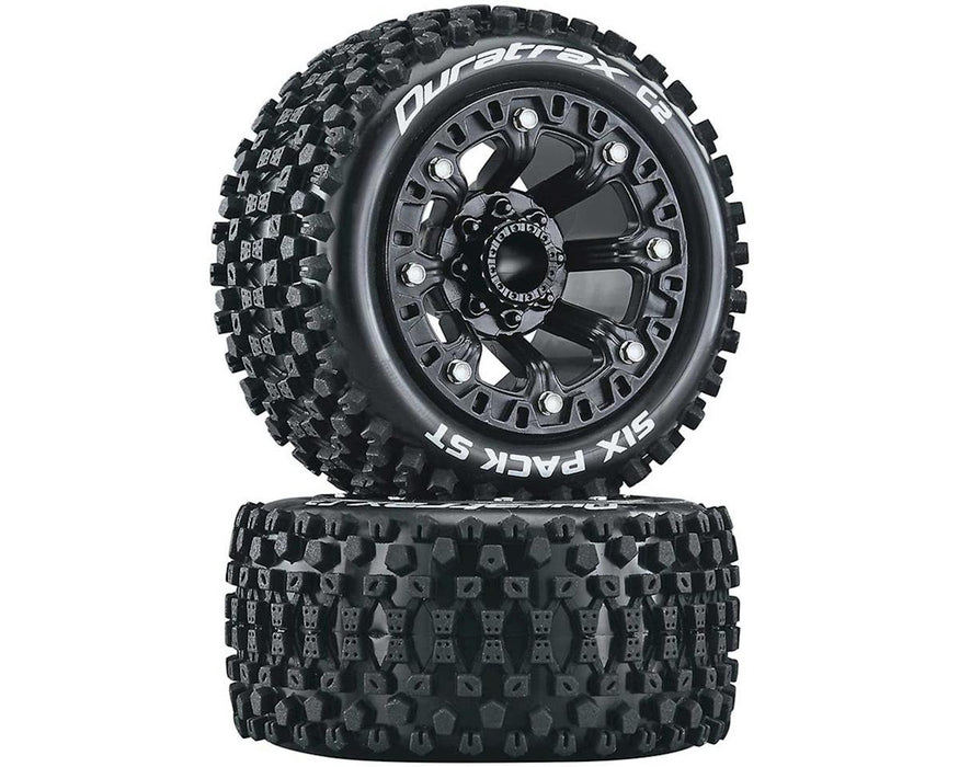 Duratrax C5103 Six Pack ST 2.8" 2WD C2 Tires Mounted on Black Wheels 2 ...