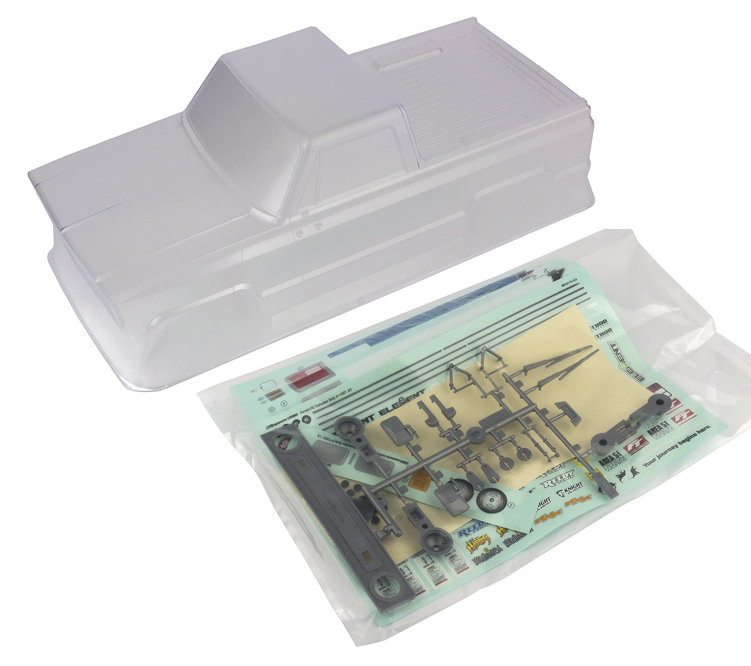 Element RC 42140 Enduro Trailwalker Clear Body Set with Decals — White ...