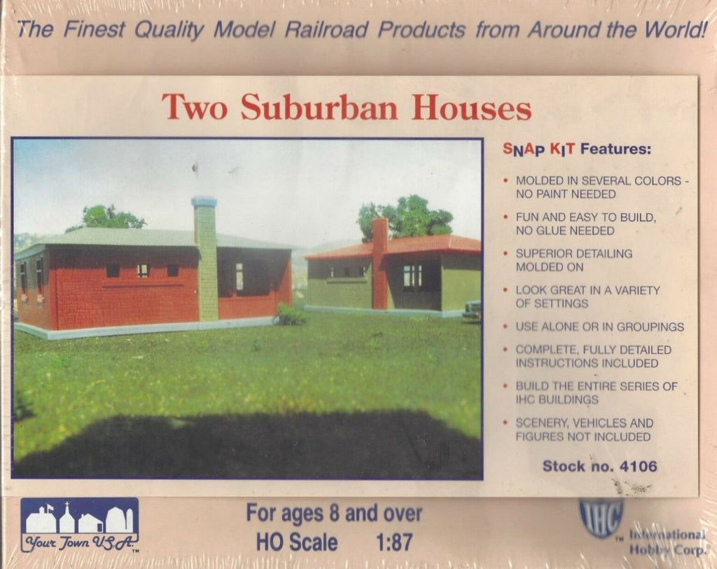 IHC 4106 HO Scale Two Suburban Houses Kits - NOS — White Rose Hobbies