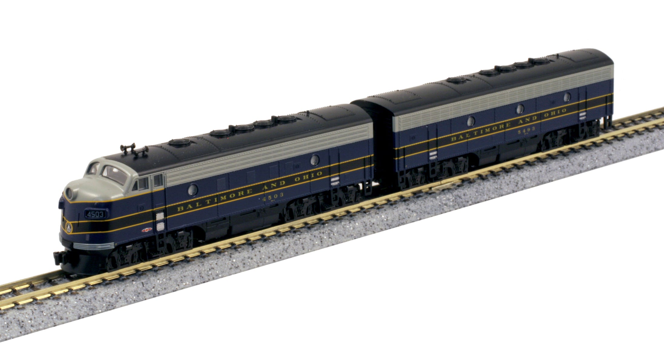 KATO 106-0428 N Scale EMD F7A & F7B Baltimore & Ohio B&O 4503 / 549B ...