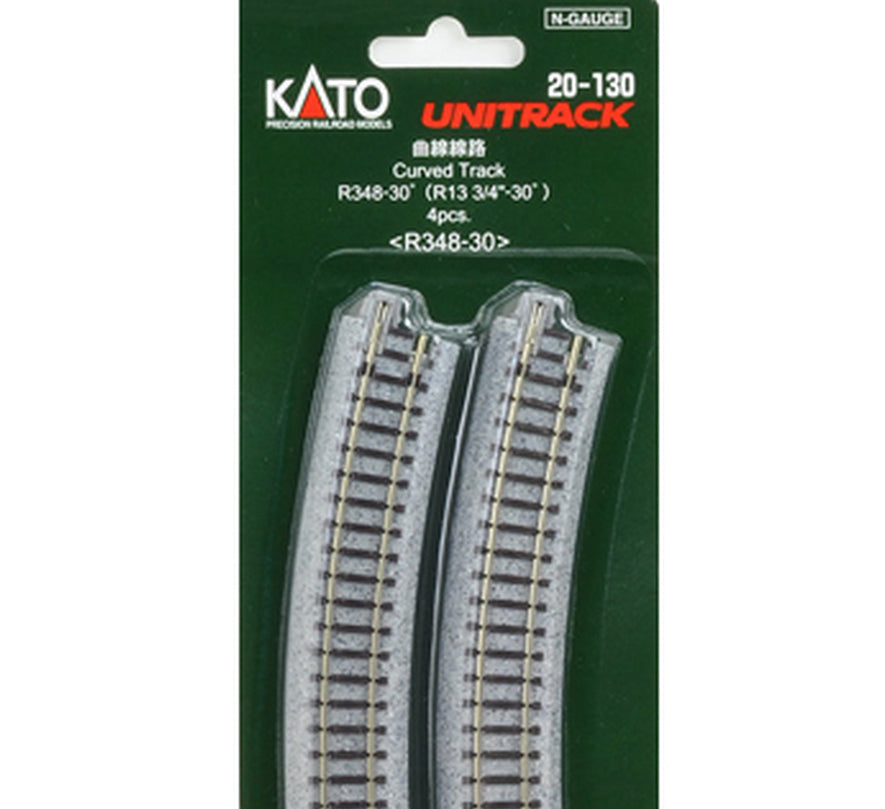 Kato 20130 N Scale UniTrack 348mm 13-3/4" Radius Curve 30-Degree (4 Pa ...