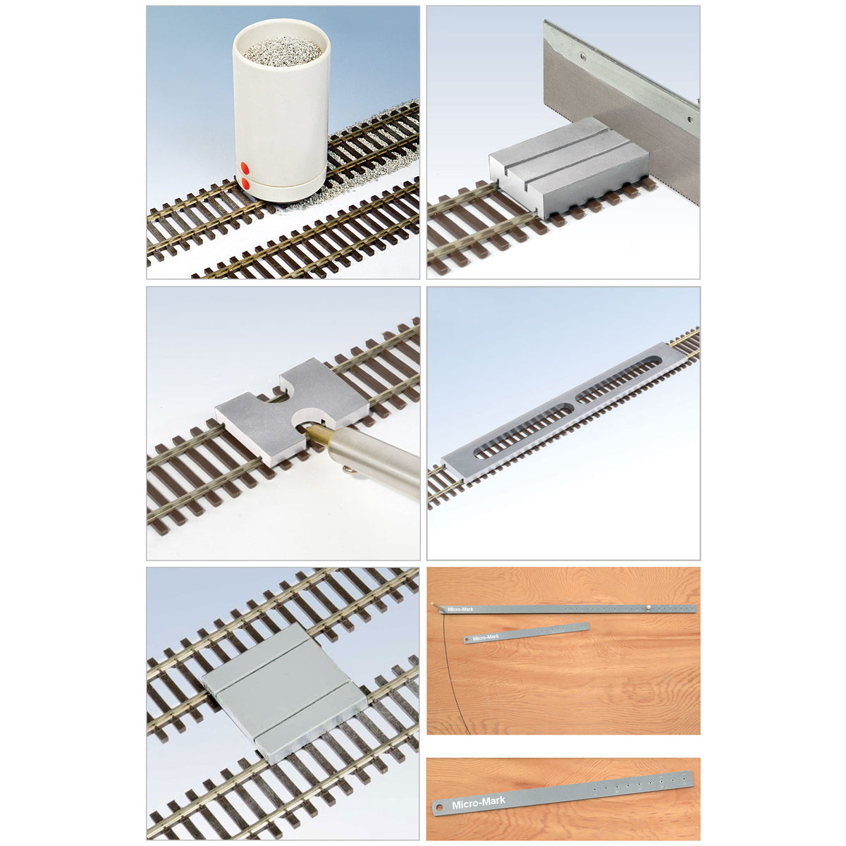 Micro-Mark 84114 Deluxe 7 Piece Track Laying Set for HO Scale — White ...