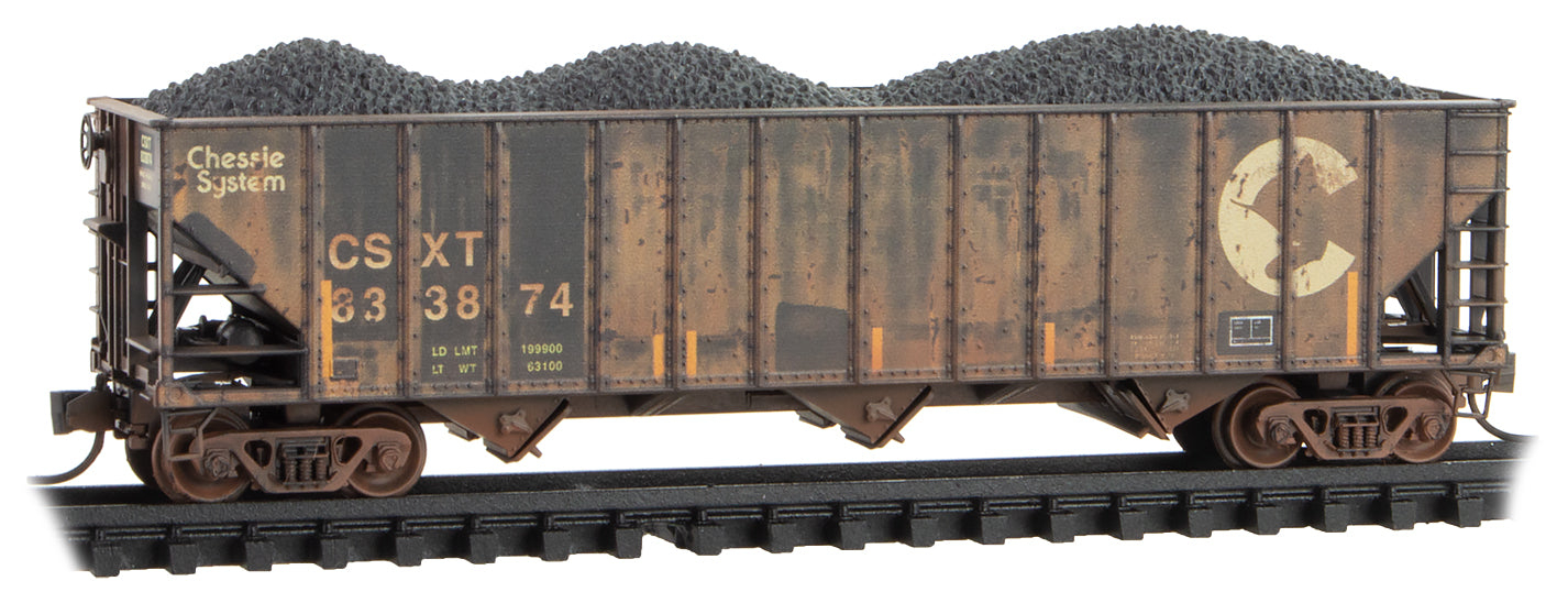 Micro-trains 108 44 440 N Scale 100 Ton 3 Bay Hopper CSX 833874 Weathe — White Rose Hobbies
