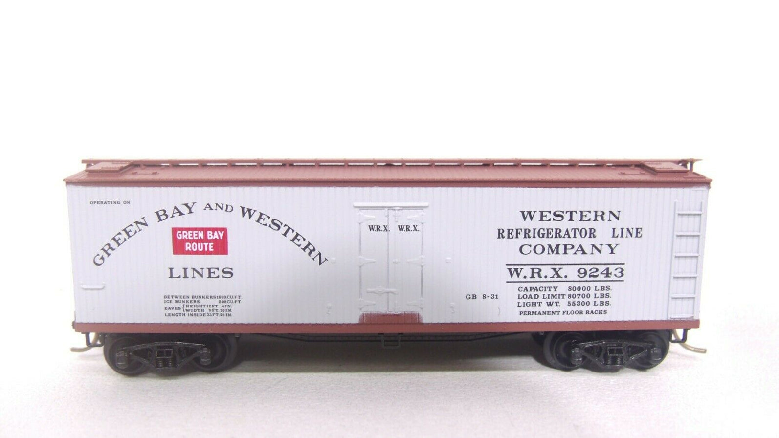Micro-trains (Kadee) 49310 N Scale 40' Wood Reefer Green Bay Route WRX ...