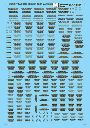 Microscale 87-1122 HO Scale Black Boxcar Door Markings — White Rose Hobbies