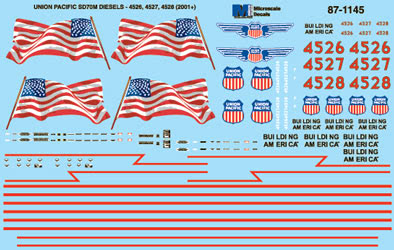 Microscale Decals 87-1145 HO Scale Union Pacific UP SD70M Diesels (200 ...