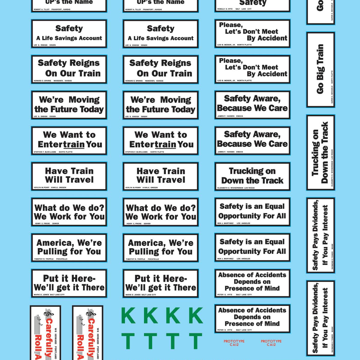 Microscale Decals 87-257 HO Scale Union Pacific Caboose Safety Slogans ...