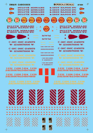 Microscale Decals 87-854 HO Scale DM&IR Cabooses (1945-1990) — White ...