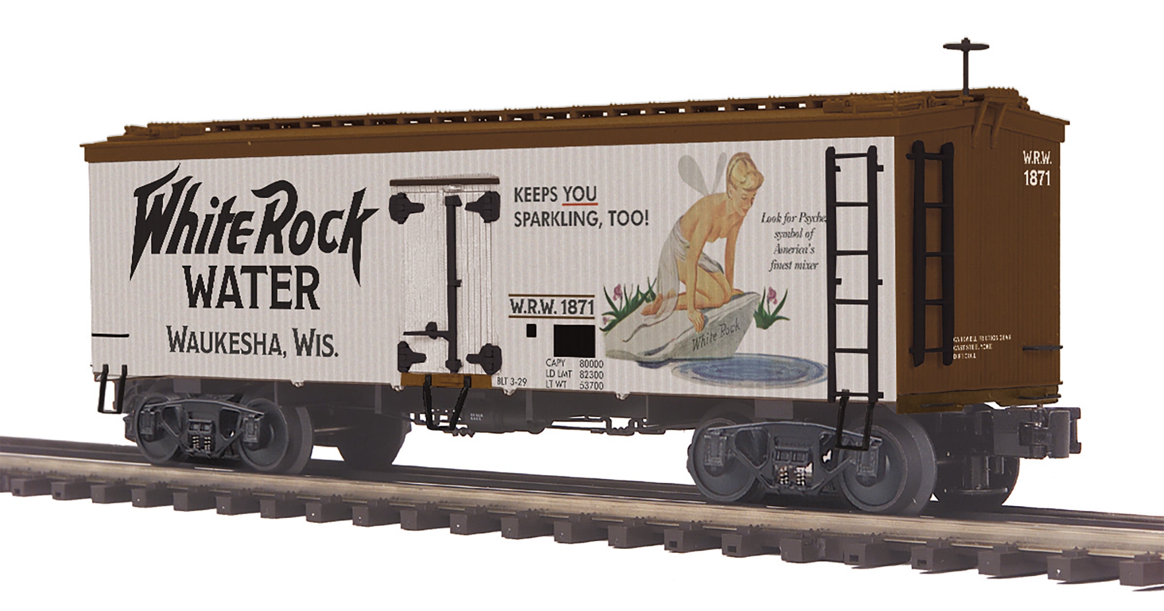 MTH Premier 20-94623 O Scale 36' Reefer White Rock Water WRW 1871 ...
