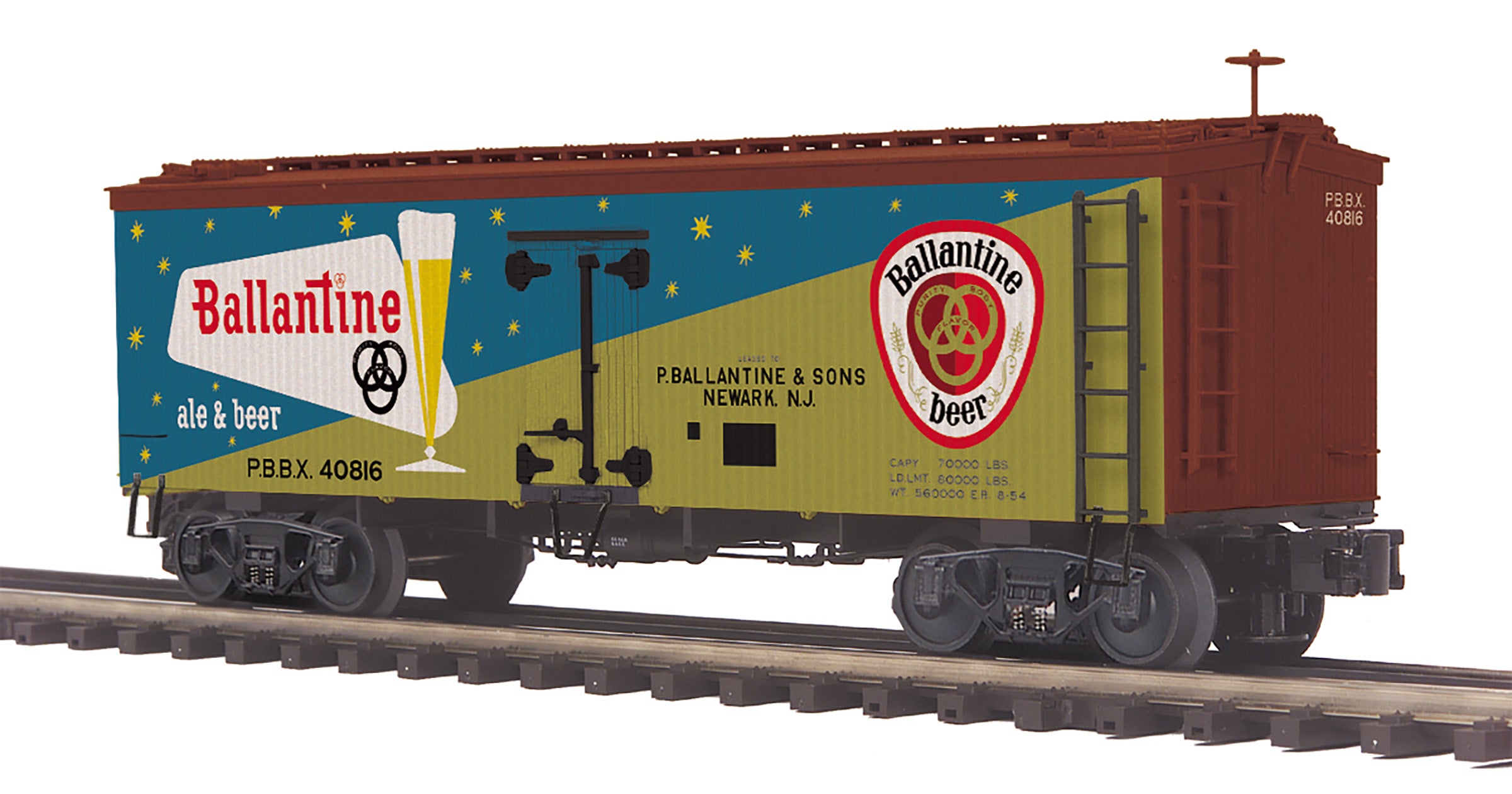 MTH Premier 20-94656 O Scale 36' Wood Reefer Ballantine Beer PBBX ...