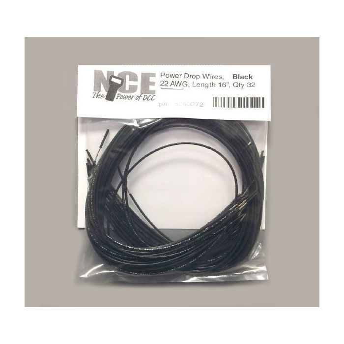 NCE 5240272 PDWB32 Black 16" 22AWG Feeder/Power Drop for DCC Power Bus ...