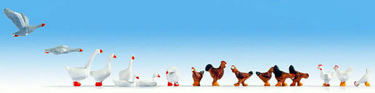Noch 15772 HO Scale Figures Chickens & Geese — White Rose Hobbies