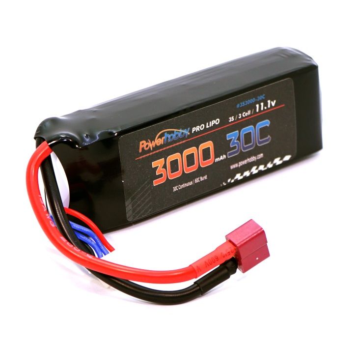 Powerhobby 3S 11.1V 3000mAh 30C Lipo Battery Pack with Deans Plug — White Rose Hobbies