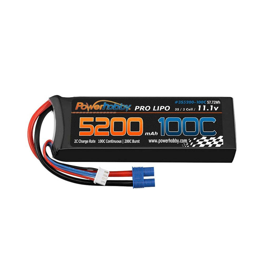 Powerhobby 3S 11.1V 5200 100C Lipo Battery Pack with EC3 Plug — White Rose Hobbies